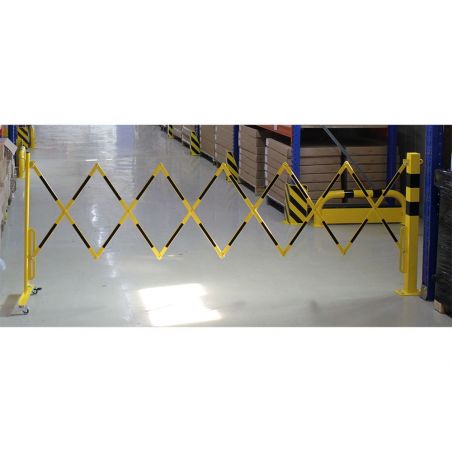 Barrière extensible avec poteau et roues | Barrières de sécurité en acier